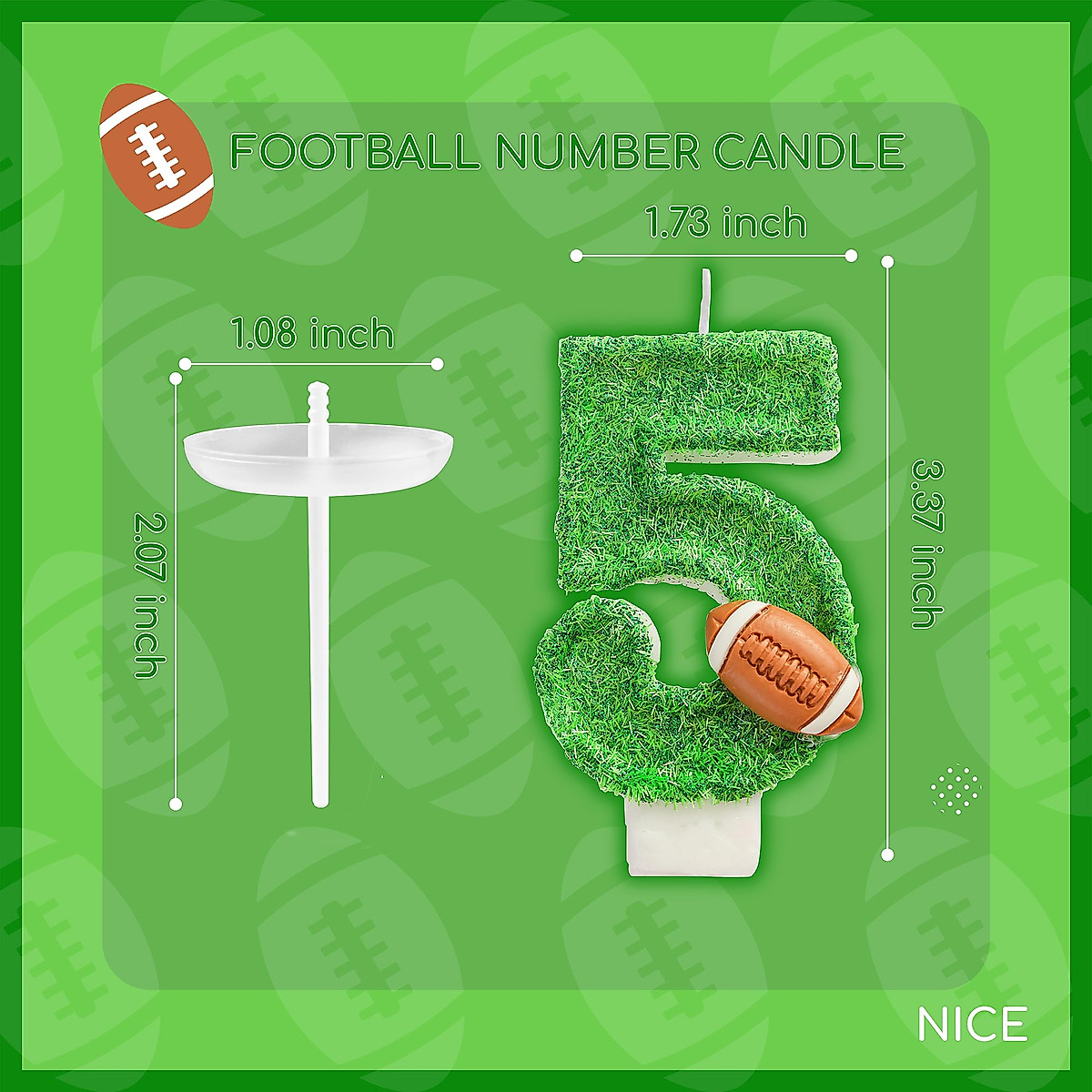 PHD CAKE 2.76 Inch Number 1 Football Birthday Candles, Football Themed Number Candles, Party Celebration