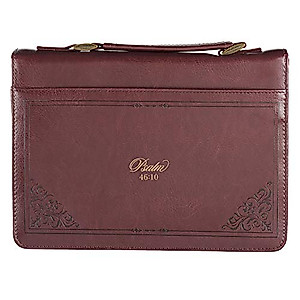 Christian Art Gifts Men's Classic Bible Cover Be Still and Know Psalm 46:10, Brown/Gold Faux Leather, Medium