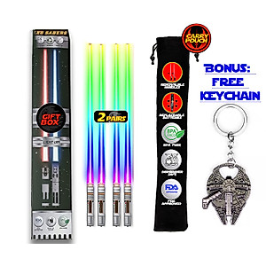 Lightsaber Chopsticks Light Up Star Wars LED Reusable 9 Colors 2 PAIRS FREE Millennium Falcon Keychain Bottle Opener