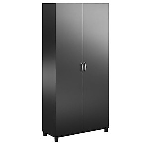 Pemberly Row Transitional 36" Utility Storage Cabinet in Black