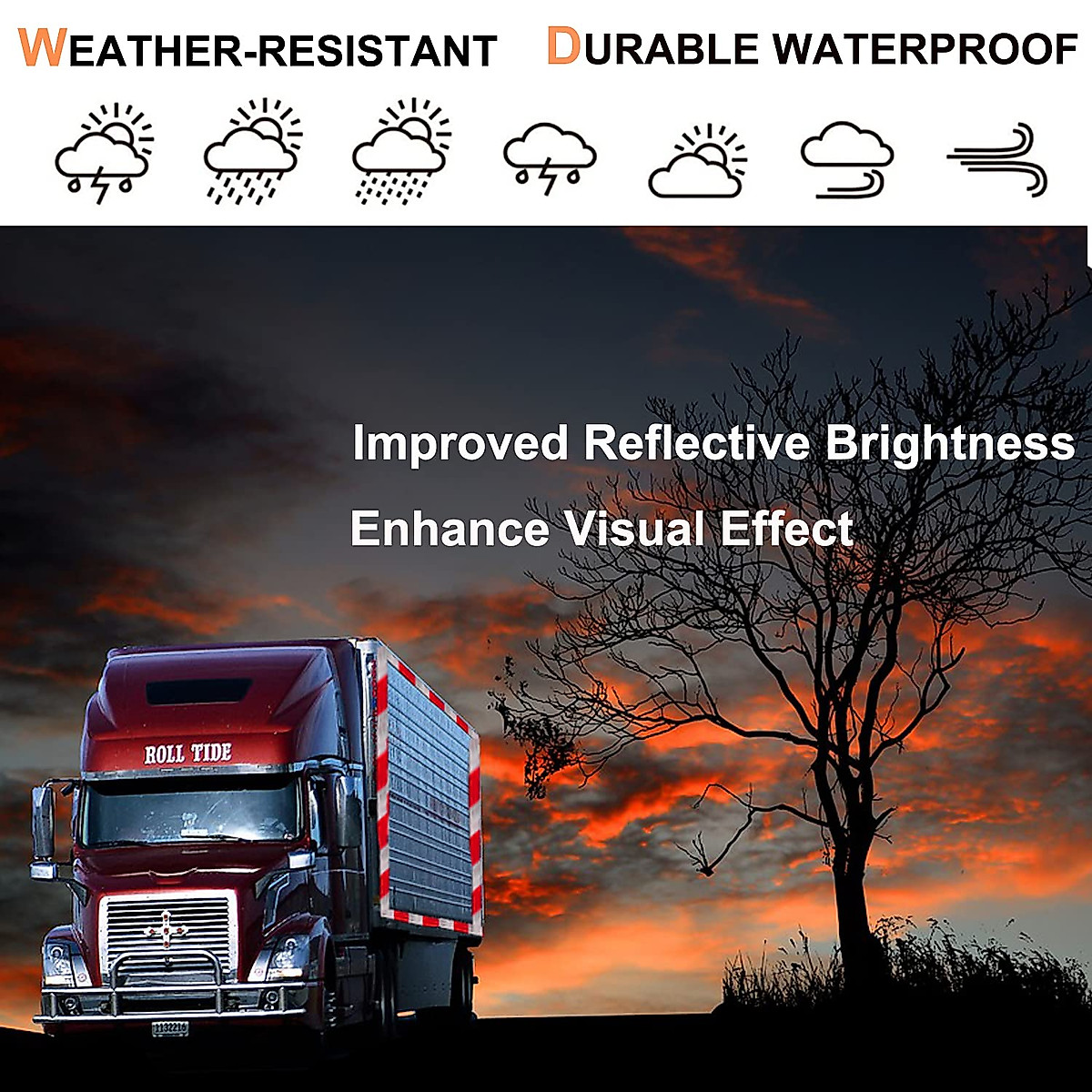 MOLTRES DOT-C2 Reflective Tape,Red White 2Inch X 30Feet Waterproof Conspicuity Safety Tape,Trailers Caution Warning Adhesive Reflector Tape for Cars Trailer Trucks Vehicles Outdoor