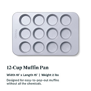 Caraway Non-Stick Ceramic 12-Cup Muffin Pan - Naturally Slick Ceramic Coating - Non-Toxic, PTFE & PFOA Free - Perfect for Cupcakes, Muffins, and More - Navy