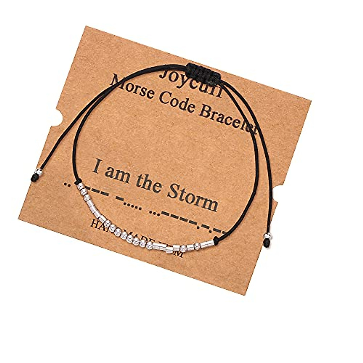 JoycuFF I am the Storm Morse Code Bracelets for Women Fashion Trendy Silk Wrap Bracelet Inspirational Motivational Encouragement Empowerment Jewelry Gifts for Mom Daughter Sister