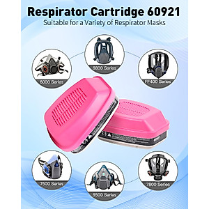 VOCITXI 6800 Full Face Respirator Mask with 60921 Filters and 2097 Filter Cottons Plus 6 PCS(3 Pair) 60921 Respirator Cartridges