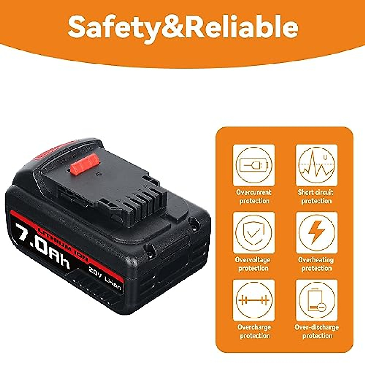 FERRYBOAT 2Pack 7.0Ah DCB206 Replacement for Dewalt 20V Battery DCB200 DCB201 DCB203 DCB204 DCB207 DCD/DCF/DCG Series Tools