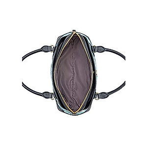 Anne Klein Signature Triple Dome Satchel, Aqua/Black mm