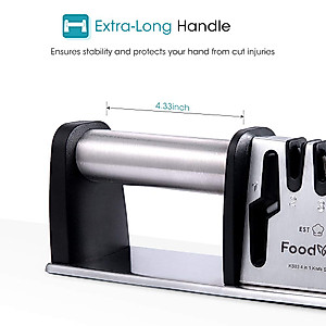 FoodVille KS04 Knife Sharpener for Kitchen Knife Pocket Knife Hunting Knives Including Straight Blades and Scissors (4 Slots) (Black)