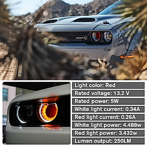 LitMiRaCle Dodge Challenger Headlights Bulbs, LED Headlamps Air Inserts Assembly Compatible with 2015-2020 Dodge Challenger, Plug and Play, Super Bright Red and White Lights(Red, 2PCS)