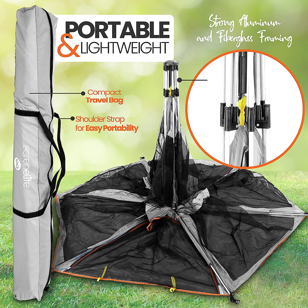 Serenelife ON-The GO Baby and Toddler Pack and Play - playpen - Play Yard Compact, Portable, Lightweight, Foldable- Indoor and Outdoor, w/Canopy, 5 Panel Mattress, Travel Bag (Blue): Baby