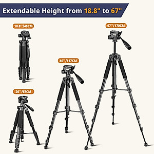 Eicaus 55 Inch Heavy Duty Tripod Stand for Cameras, Cell Phones, Projectors, Webcams, Spotting Scopes - Complete Unit for Canon, Nikon, Sony - Perfect for Phone & Camera Photography