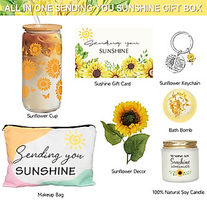 Birthday Gifts for Women, Get Well Soon Gifts Sending Sunshine Sunflower Gift Baskets, Self Care Gifts for Women Her Best Friends Bestie Sister Mom Female, Inspirational Gifts for Women Mother Day