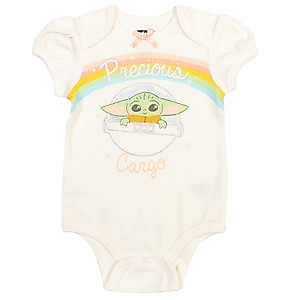 STAR WARS The Mandalorian The Child Newborn Baby Girls 3 Piece Outfit Set: Pullover Fleece Hoodie Cuddly Bodysuit Pants Pink/White/Green 3-6 Months