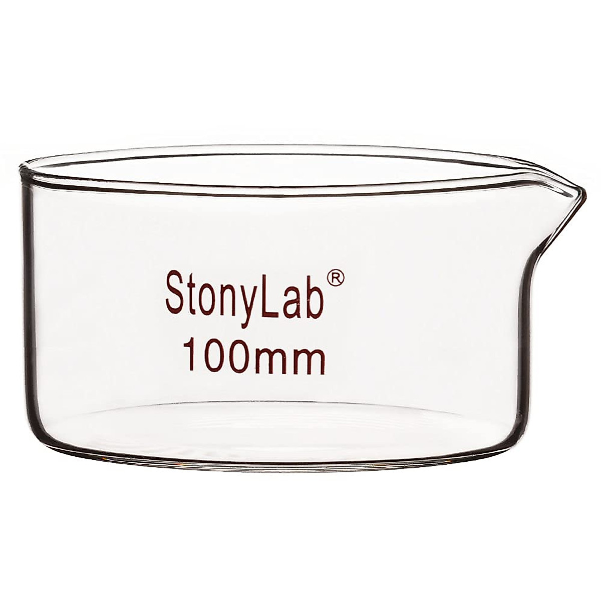 stonylab Crystallizing Dish with Spout and Heavy-Duty Rim, Borosilicate Glass Reusable Crystallizing Dishes for Crystallization and Evaporation, 300ml Capacity OD 100mm