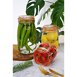 Generic Airtight wide mouth glass jar with lid 51oz 1.5 liter set of 2. Clear Glass Kitchen, Pantry Organizer. Keep your food, grains coffee, tea, cookies and candies dry, fresh. (Oval PC11002-C)