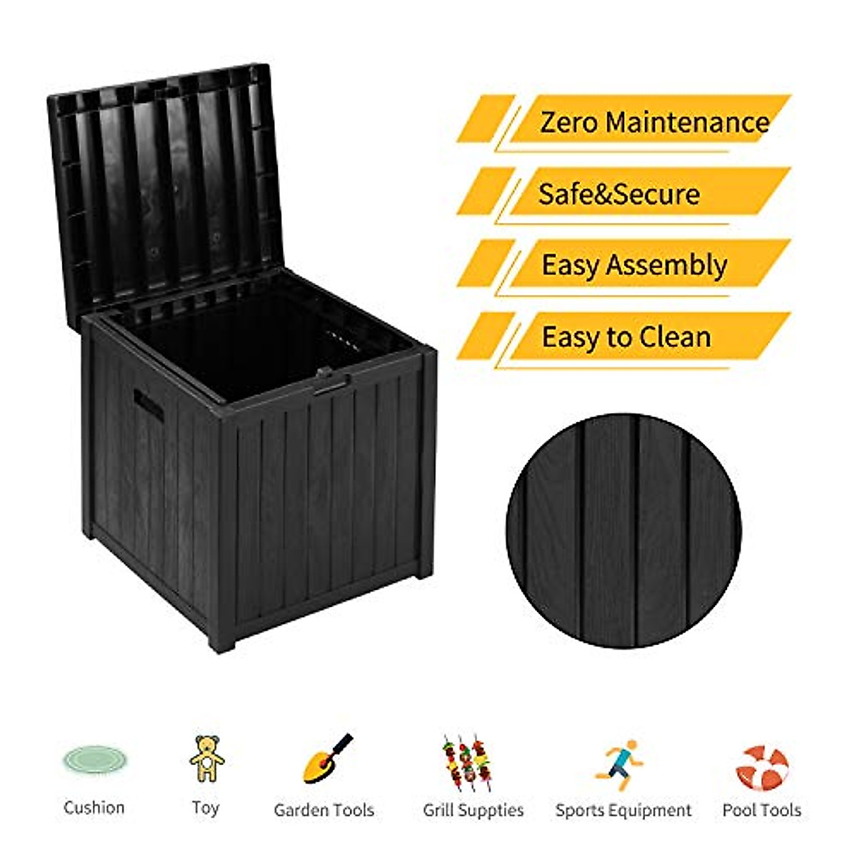 COVERONICS 51 Gallon Patio Medium Deck Box Lightweight Outdoor Stroage Box Weather Resistant Garden Stroage Container for Patio Furniture Cushions, Pillows, Garden Tools and Pool Toys