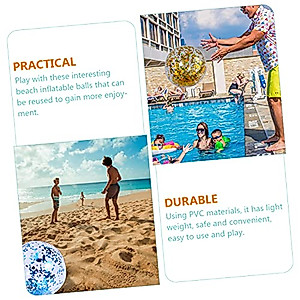 SAFIGLE 8 pcs Floating Beach Glitter Kids Color Gifts Toys Play Pool for Confetti Kid Fun Floatable Hawaii Favor Air Balls Bouncy Party Water Beachballs with Playing and Pump Sand Sequin