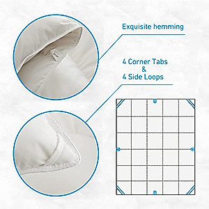 CYMULA Goose Feather Down Comforter Queen Size, Hotel Fluffy Breathable Lightweight Duvet Insert with Luxurious Down Fill, 8 Corner Tabs and Machine Washable for All Seasons - White (90x90)