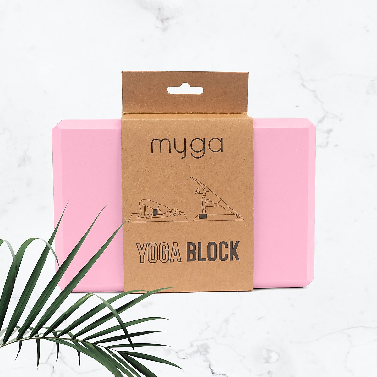 Myga High Density, Soft Cork Yoga Block (Dusty Pink) - Lightweight, Non-Slip, Portable and Odor Resistant Stretching Blocks for Splits