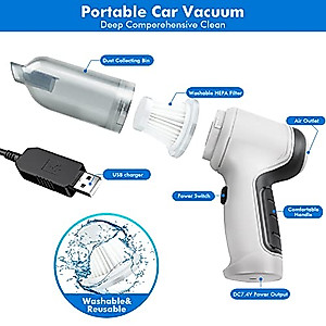 Car Vacuum Cleaner - Mini Handheld Gun Cordless Vacuum Cleaner with 3.2ft Power Cord, Car Vacuum High Power, Handheld Gun Vacuum Dry Wet Cleaning Portable Vacuum Cleaner