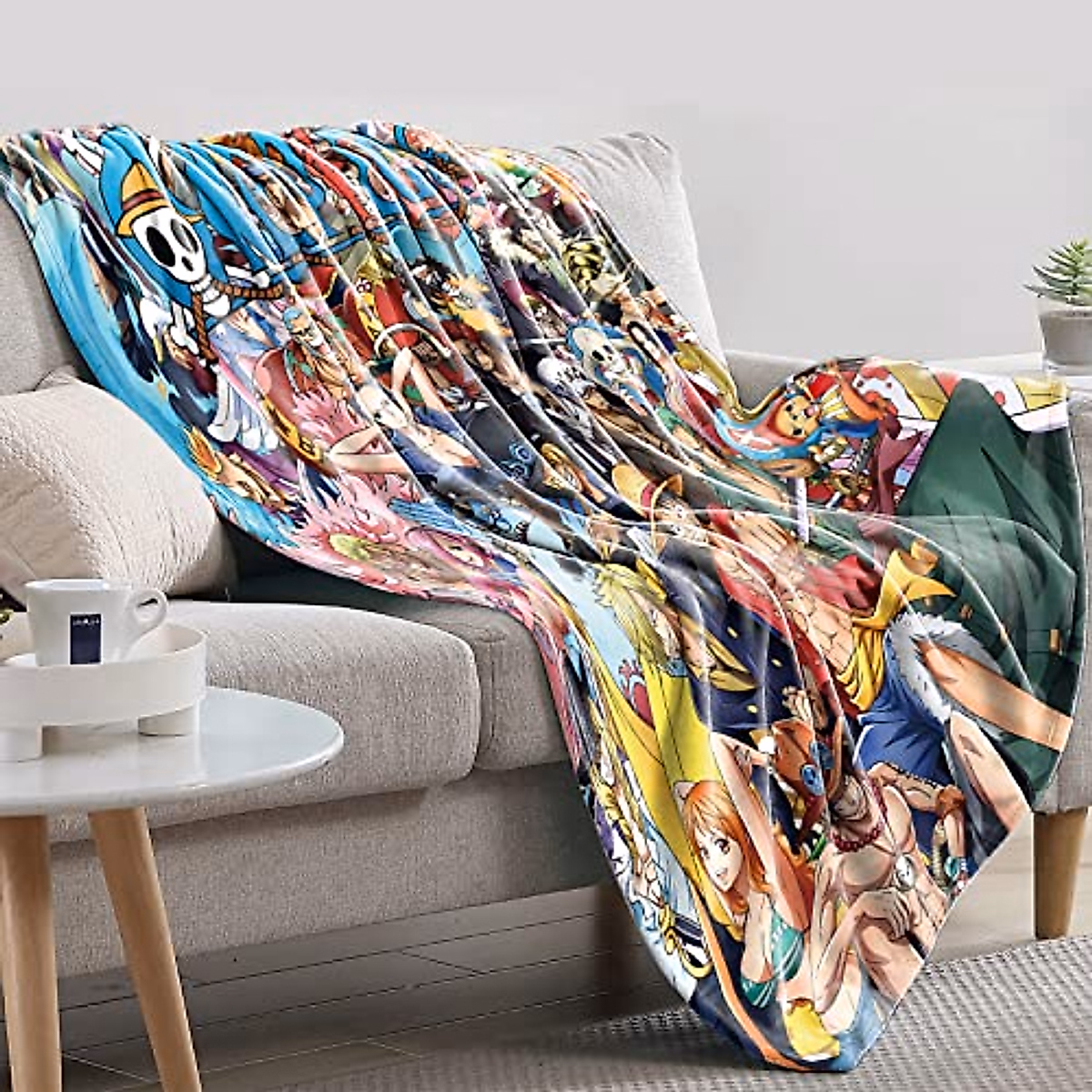 Japanese Anime Throw Blanket Cartoon Warm Soft Lightweight Fleece Flannel Blanket for Couch Sofa Bed 50"×60"