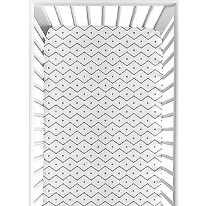 Fitted Crib Sheet for Blue and Green Modern Dinosaur Baby/Toddler Bedding Set Collection - Grey Chevron Prehistoric Print