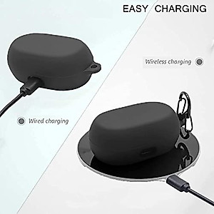 LiZHi Silicone Case for Jabra Elite 7 Pro,Anti-Break Anti-Lost & Shockproof Easy Carrying Unique Dual Hole Portable Protective Case Cover with Carabiner for 2021 Newest Jabra Elite 7 Pro (Black)