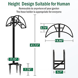 Garden Hose Holder, ROSSNY Metal Hose Stand Detachable Water Hose Holder Freestanding Hose Holders for Outside with 3 Long Spiky Feet Heavy Duty Hose Hanger Garden Hose Storage for Garden