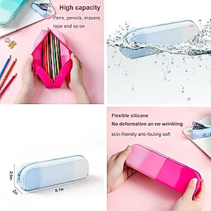 Wisbow, 3 Pack, 3 Color, Silicone Pencil Case Pouch Bag, Stylish Simple Durable Multifonction Organizer Box, Small Cute Aesthetic Zipper Pencil Pouch, Travel Cosmetics Makeup Bag, Gifts.