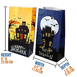 Iconikal Halloween Treat Paper Bags, 40-Pack 2 Designs Trick or Treat Party Favor Goodie Snack Sacks Candy, Popcorn, Gifts, Cookies