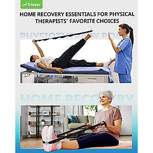 Trideer Stretching Strap Yoga Strap Physical Therapy for Home Workout, Exercise, Pilates and Gymnastics, 10 Loops Non-Elastic Stretch Bands with Aesthetic Packaging for Women & Men (Black)