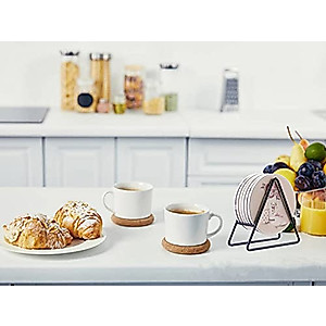 2PC ROJOSER Triangle Coaster Holder Black Iron Metal Holder Storage Caddy for Both Round and Square Coasters Fit 4 to 9 Pieces Coasters,4.3 Inch