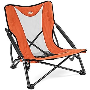 Cascade Mountain Tech Camping Chair - Low Profile Polyester Folding Chair for Camping, Beach, Picnic, Barbeques, Sporting Event with Carry Bag and Cushion Availability, Orange