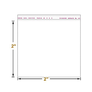 200 Pack 2" x 2" Thick Small Clear Resealable Self Seal Cellophane Plastic Bags Adhesive Cello Poly Bag For Packaging Jewelry Bead Necklace Ring Gift