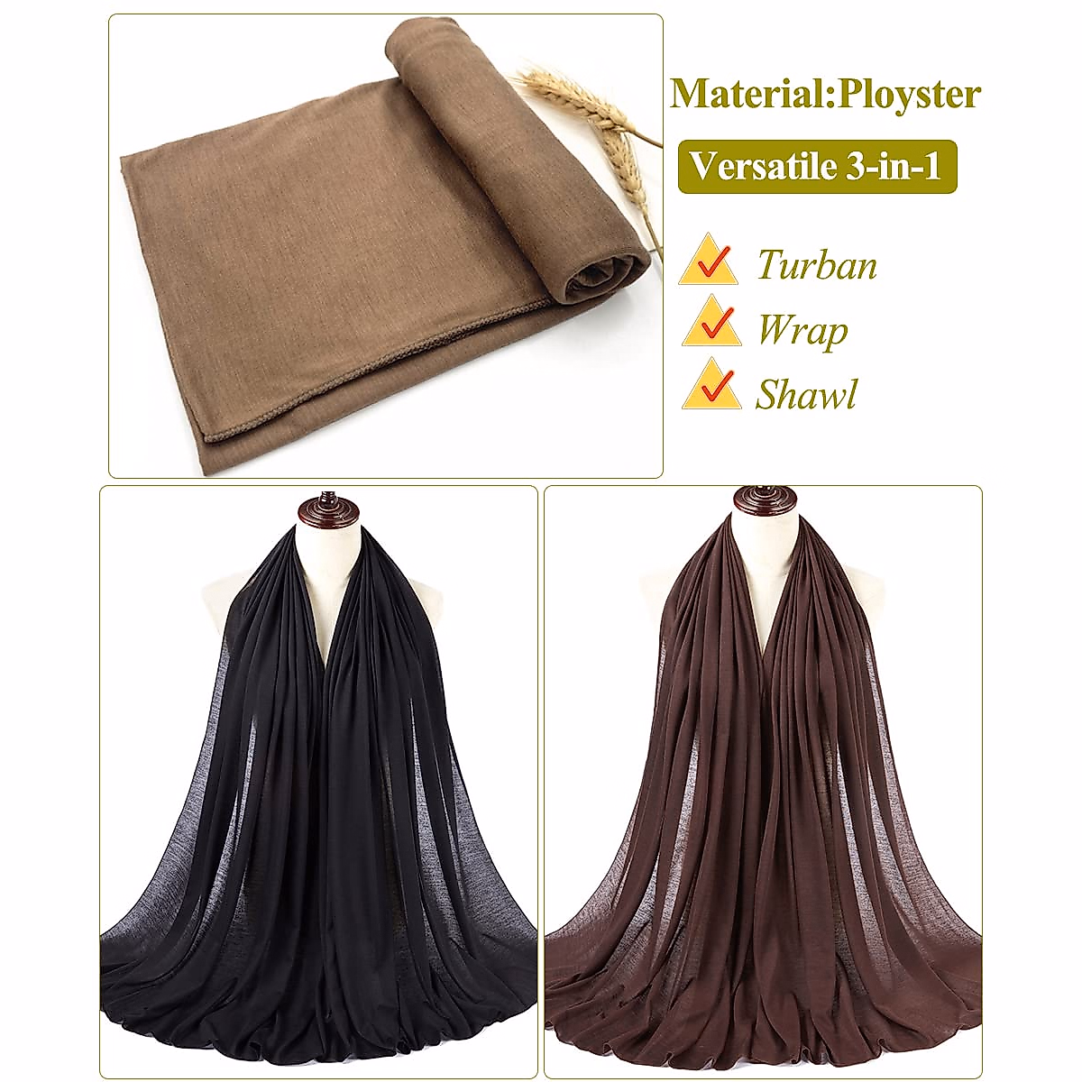 Harewom 3PCS Head Wraps for Black Women Turban Headwraps Stretchy African Hair Wraps Soft Jersey Head Scarf Tie Headbands Pack for Dread Locs Natural Hair