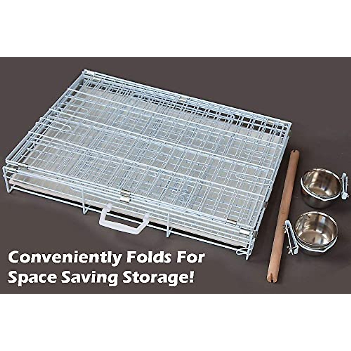 Two Size, Durable Metal Travel or Veterinary Collapsable Parrot Bird Carrier Cage (White, 24" x 16.5" x 20.5"H)