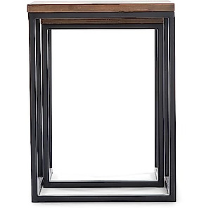 Amazon Brand – Stone & Beam Weston Wood & Metal Nesting Tables, Set of 2, Brown