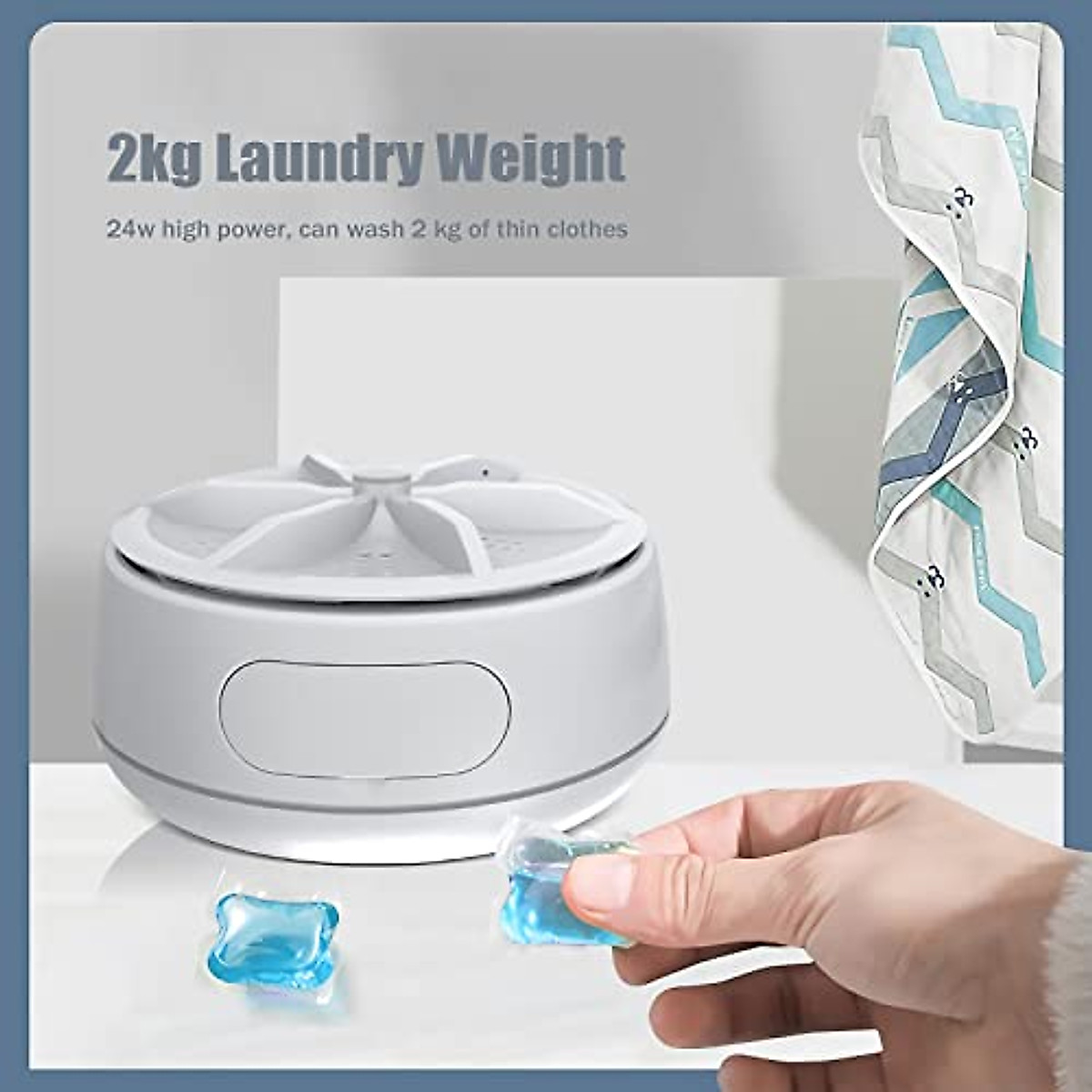 Portable Mini Washing Machine Usb Mini Washing Machine High Power Turbo Washer With 4 Speed Remote Control For Home, Business, Travel, College Room, Rv, Apartment