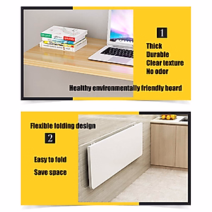 Folding Wall Mounted Workbench Drop Leaf Table, for Small Spaces Desk Office Home Kitchen Solid Wood Dining Table Computer Desk (Multiple Sizes)
