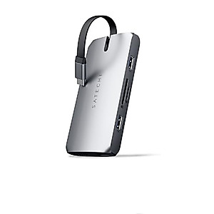 Satechi USB C Hub Multiport Adapter, USB C Docking Station 9 in 1, 4K HDMI, 100W USB C PD Charging, USB C Data, 2 USB-A, GbE, Micro/SD Card Readers, VGA, for MacBook, Windows - Space Gray