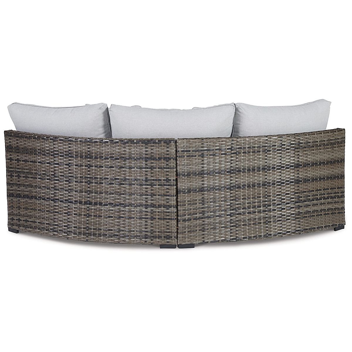 Signature Design by Ashley Harbor Court Casual Outdoor Armless Curved Loveseat with Cushion, Dark Brown & Light Gray