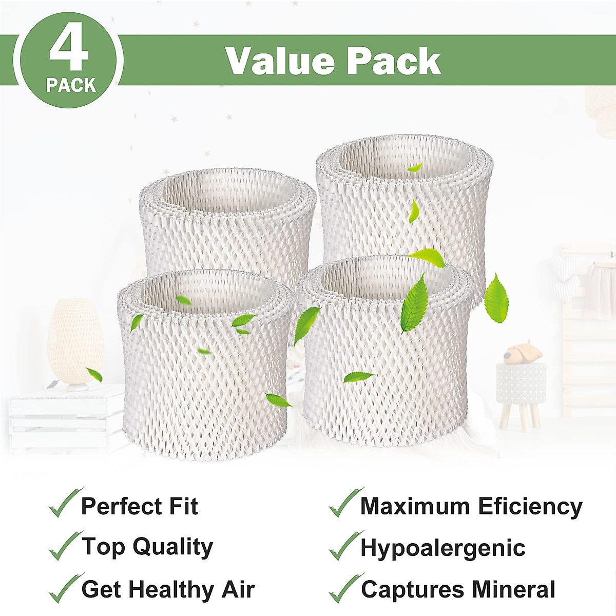 Humidifier Filter A Compatible with Honeywell Humidifier HCM-350 Series, Honeywell Cool Mist Humidifier, HCM710, HEV312W, Filter HAC-504, 4-Pack
