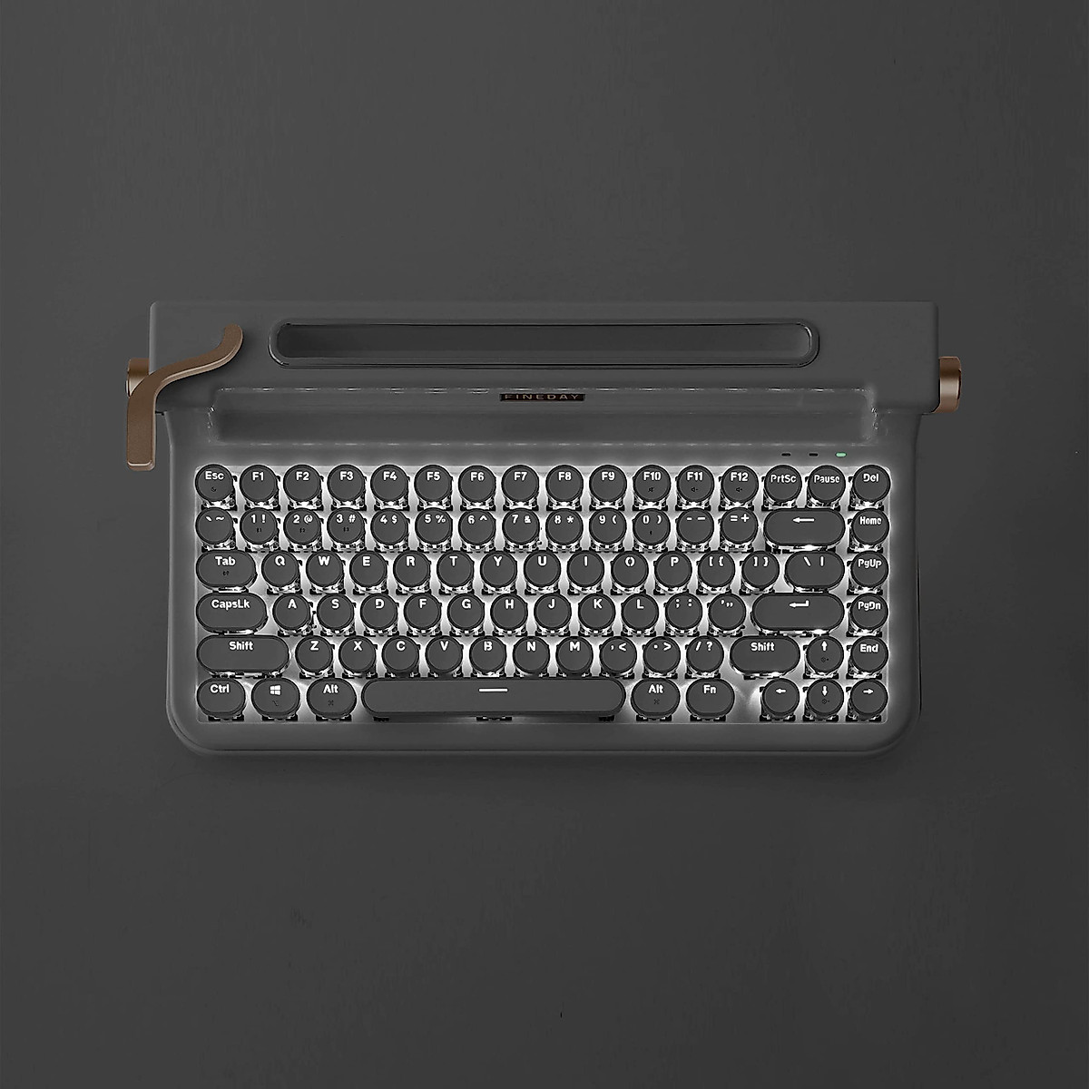 FINEDAY Keyboard 3.0, Blue Switch, Retro Mechanical Keyboard, Typewriter Designed, Bluetooth 5.0 & USB up to 4 Devices, for Desktop PC/Laptop Mac/Phone (83 ABS Keycap - White)