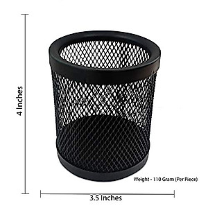 Rely+ Black Metal Wire Mesh Pen and Cup Pencil Holder, Desk Accessories, Makeup Brush Holders & Workspace Organizers for Home, School, 3 Pack…