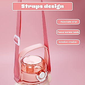 Kawaii Bear Straw Water Bottles Love Large Water Cups Strap for Kids Girls Gifts School Sports Daily Life Milk Tea Juice Travel Drinking Bottled Water Cute Portable Leakproof (Green)