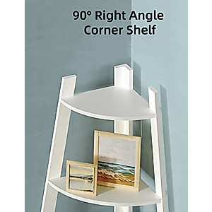 MiTechPro 63" Tall Corner Shelf, 5 Tier Industrial Corner Bookshelf Bookcase Rustic Corner Ladder Shelf Plant Stand for Living Room, Kitchen, Home Office