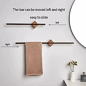 Bath Towel Holder, Adjustable Towel Bar, Stainless Steel Wall Mount Towel Holder, Self Adhesive Bathroom Towel Holder, Bath Towel Bar Towel Hanger for Bathroom (Black 16 Inch)
