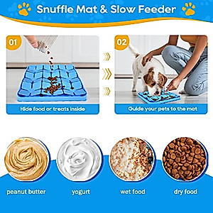 Silicone Snuffle Mat for Dogs, Slow Feeder Dog Bowls, OurMiao Dog Sniff Mat Lick Mat for Smell Training Slow Eating (Blue)