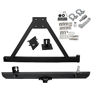 YUFUDE Rear Bumper with Tire Carrier & D-Ring Fits YJ & TJ (Black, Iron Steel),Easy to install,Free return