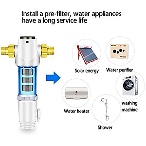 CJGS Replacement Filters-Reusable Water Filter,Replacement Under-Sink Water Filters 3T/h Siphon Backwash 40um for City/Well Water (1" Interface + 3/4" Interface + 1/2" Interface Universal)