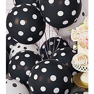 SULALABOO 63PCS Black Polka Dot Balloons 12 Inch Latex Helium Round Party Balloons Kit for Birthday Party Decorations
